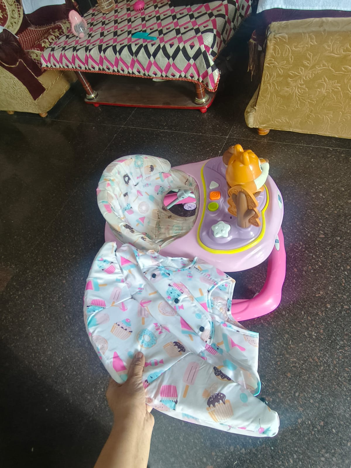 Preowned Mee Mee Baby Walker with Musical Toy Panel (Pink) - Second Hugs